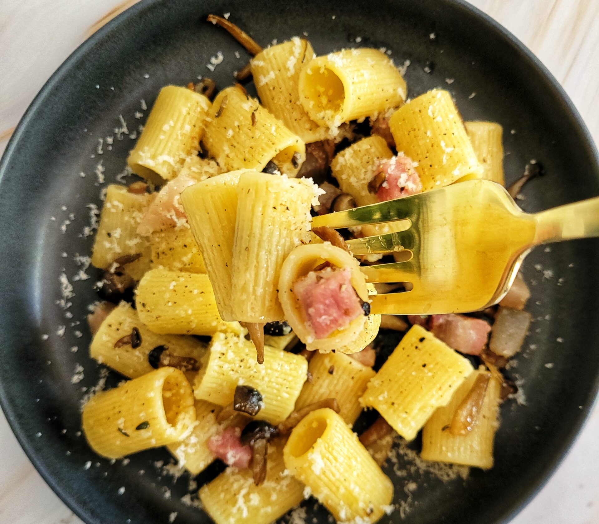 Pasta with Mushrooms & Guanciale - the-balanced-plate